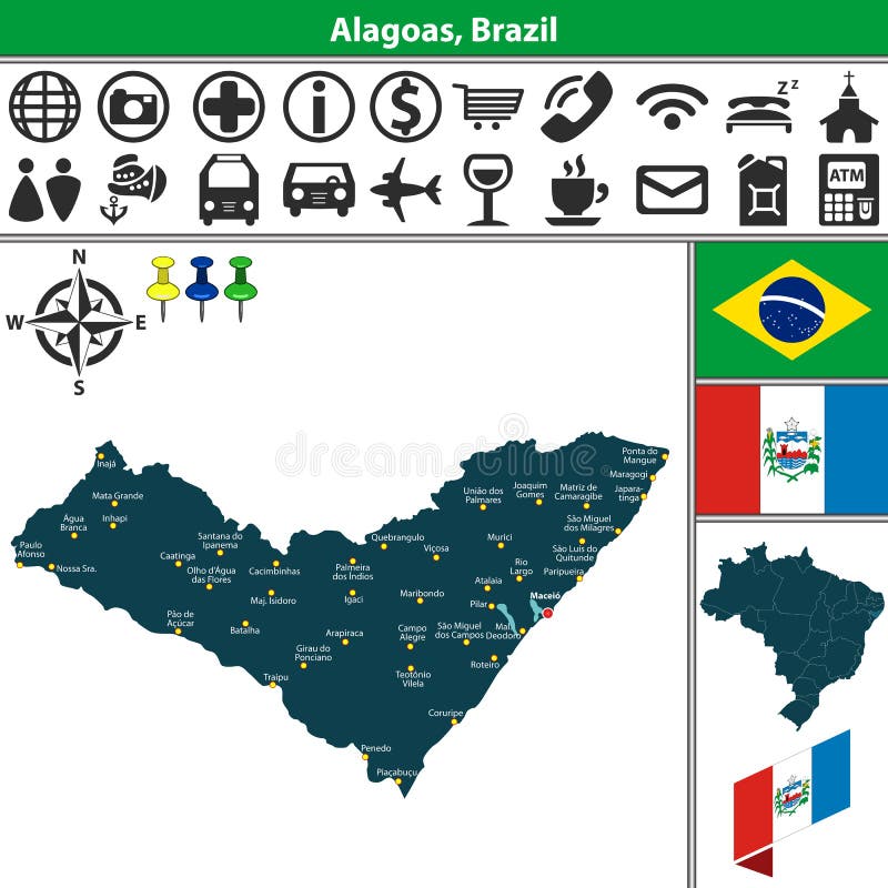 Map of Alagoas, Brazil stock vector. Illustration of brazil - 91542684