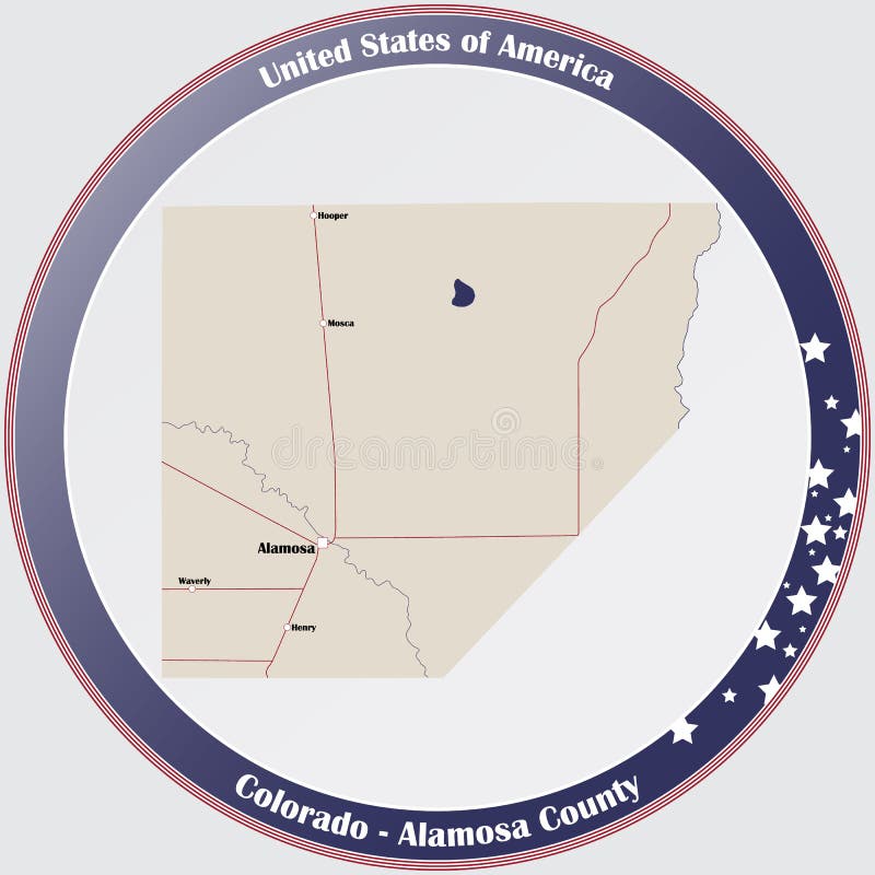 Map of Alamosa County in Colorado Stock Vector - Illustration of button ...