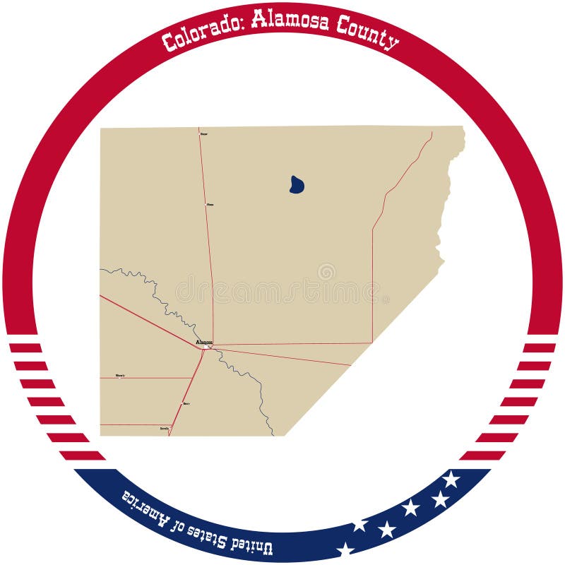 Map of Alamosa County in Colorado, USA Stock Vector - Illustration of ...