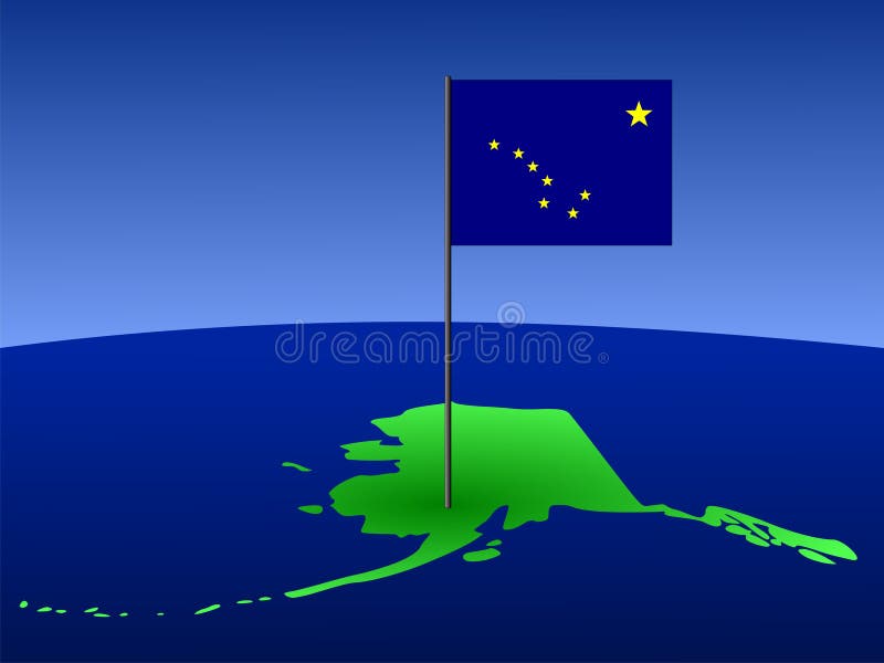 Map of Alaska with flag stock vector. Illustration of horizon - 3078057