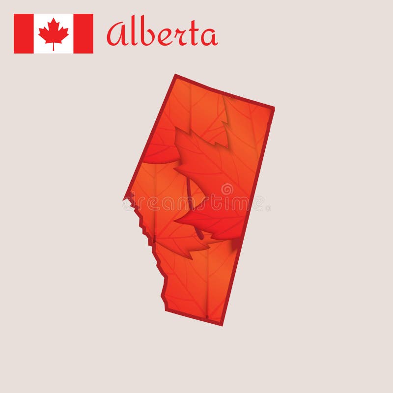 Alberta Map Outline Canada Province Region Shape Stock Vector ...