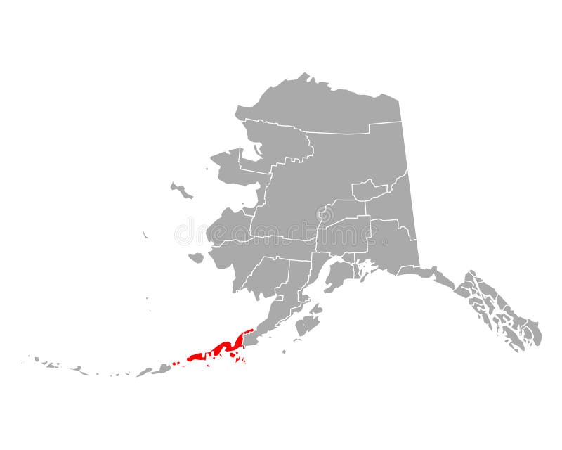Map of Aleutians East Borough in Alaska Stock Vector - Illustration of ...