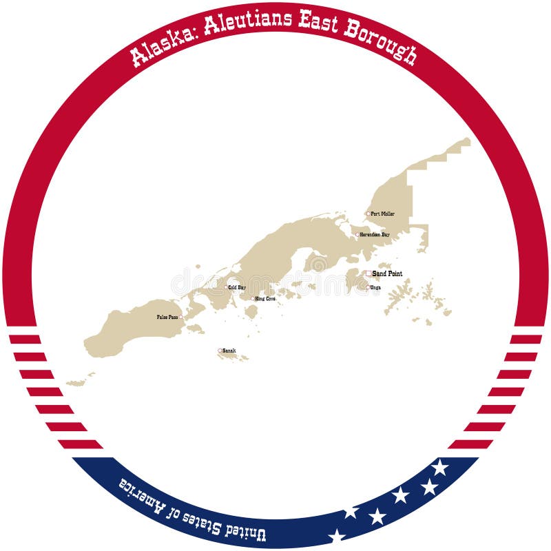 Map of Aleutians East Borough in Alaska, USA. Stock Vector ...