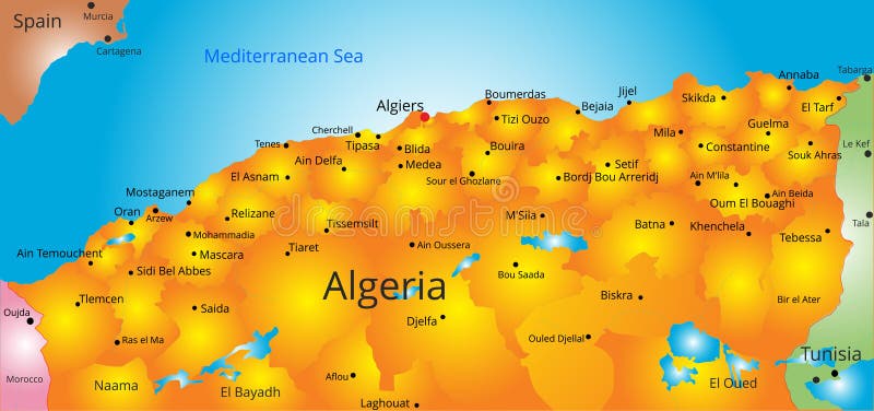 Algeria Country Map Flag Vector Illustration Hand Drawn Cartoon Art ...