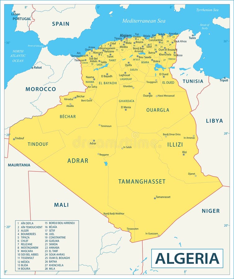Algeria Map - Highly Detailed Vector Illustration Stock Vector ...