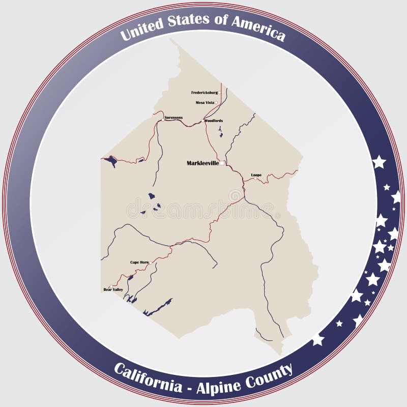 Alpine County Outline Map California Region USA Stock Vector ...
