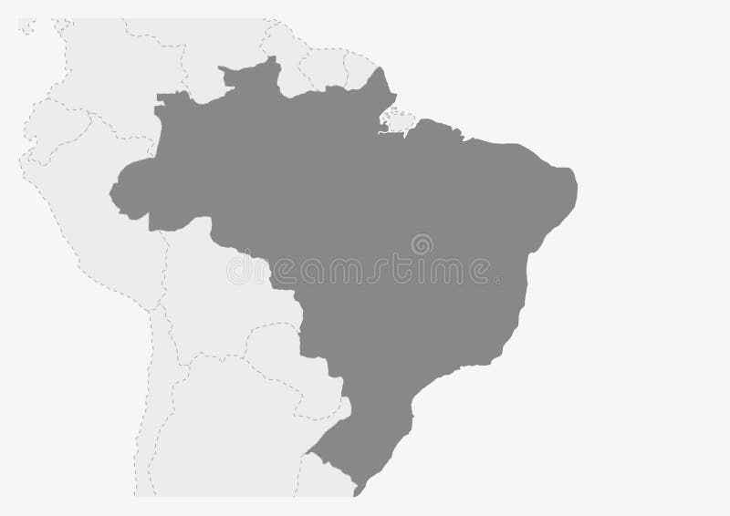 Brazil Map with Gray Tone on Png or Transparent Background,illustration ...