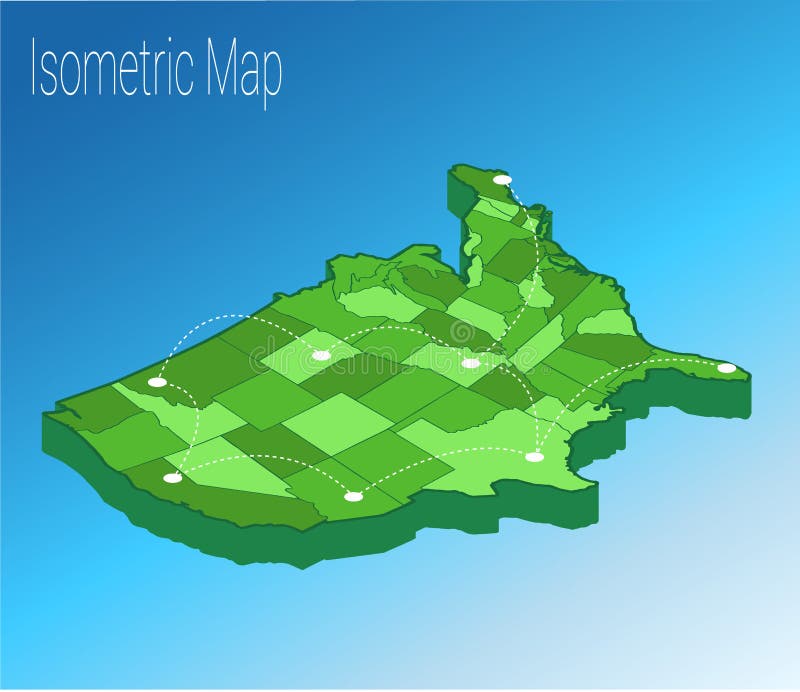 Map America Isometric Concept. Stock Vector - Illustration of ...
