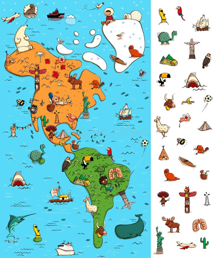 Map of America Visual Game. Locate Isolated Items on a Map. Stock ...