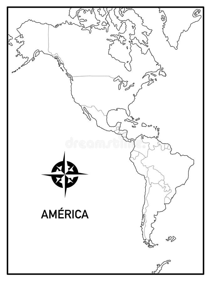 Map of the American Continent, without Names and without Political ...