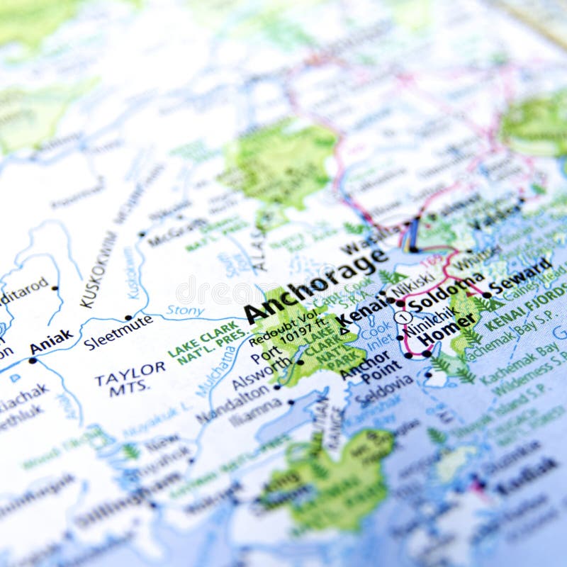 Map of Anchorage stock image. Image of seward, traveling - 42374211
