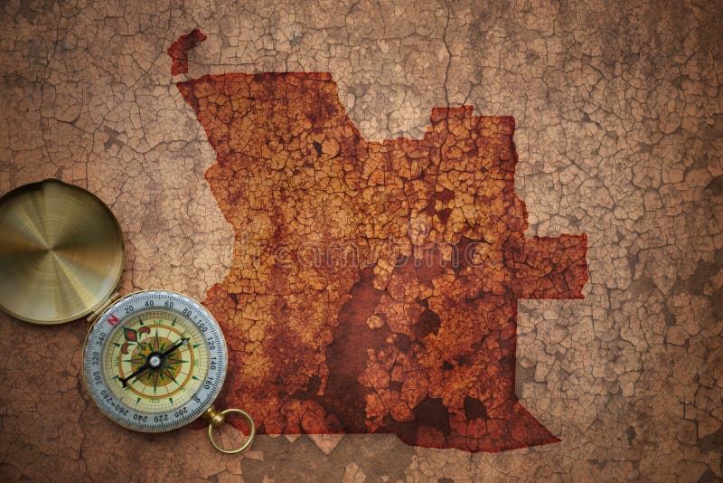 Map of Angola on a Old Vintage Crack Paper Stock Photo - Image of ...