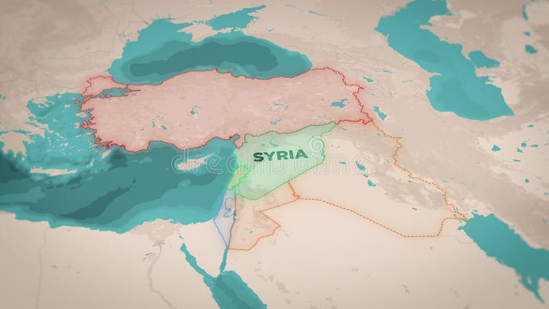 Map Animation of Countries Bordering Syria Stock Footage - Video of ...