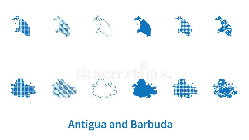 Map of Antigua and Barbuda - Vector Set of Silhouettes in Different ...