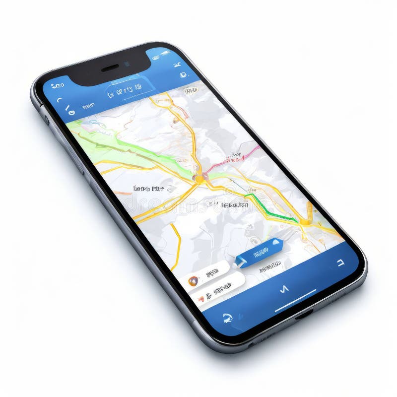 Map App Interface with Gps Location Direction Arrows and Searh Stock ...
