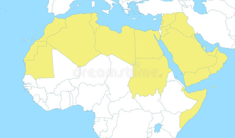 Map of Arab World with Borders of the States Stock Vector ...