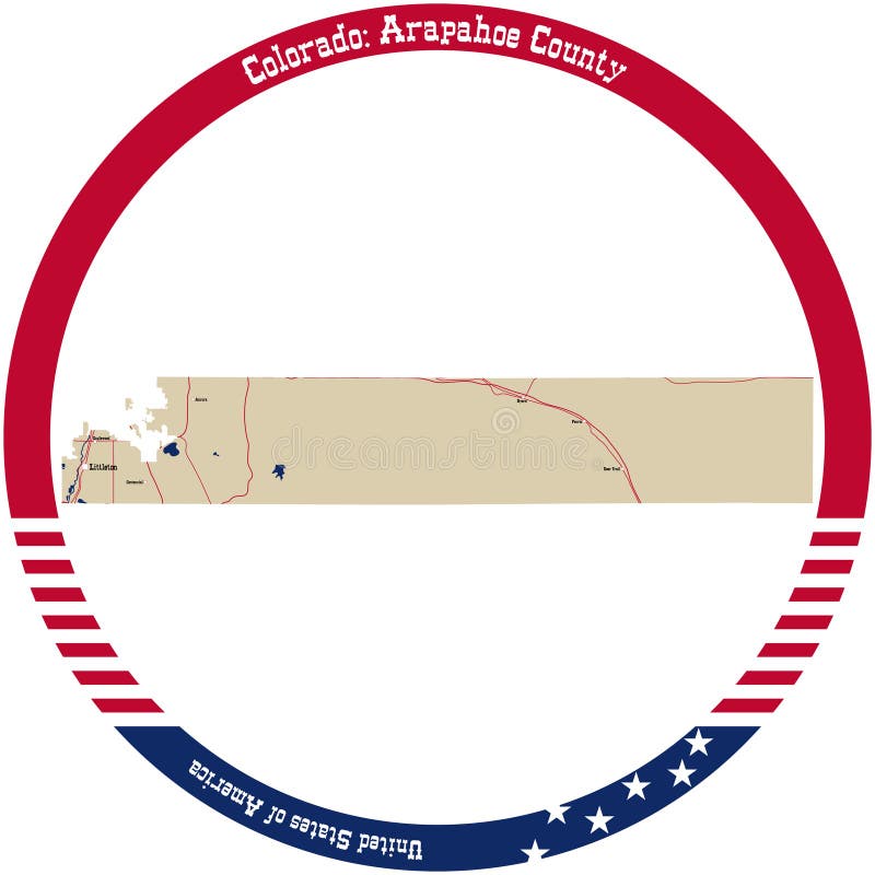 Map of Arapahoe County in Colorado, USA Stock Vector - Illustration of ...