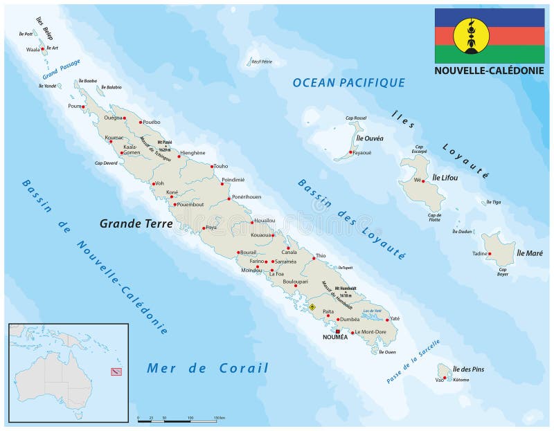 Map of the Archipelago of New Caledonia in the South Pacific Stock ...