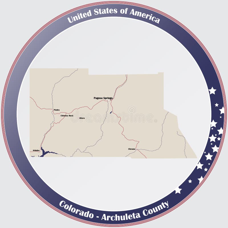 Map of Archuleta County in Colorado Stock Vector - Illustration of ...