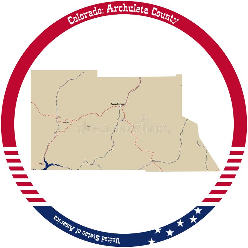 Map of Archuleta County in Colorado, USA Stock Vector - Illustration of ...