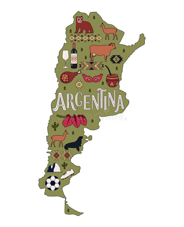 The Map of Argentina. stock vector. Illustration of patterns - 94350150