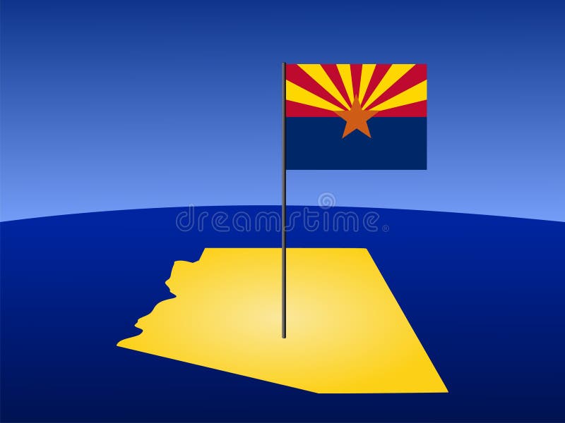 Map of Arizona with flag stock vector. Illustration of state - 3078056