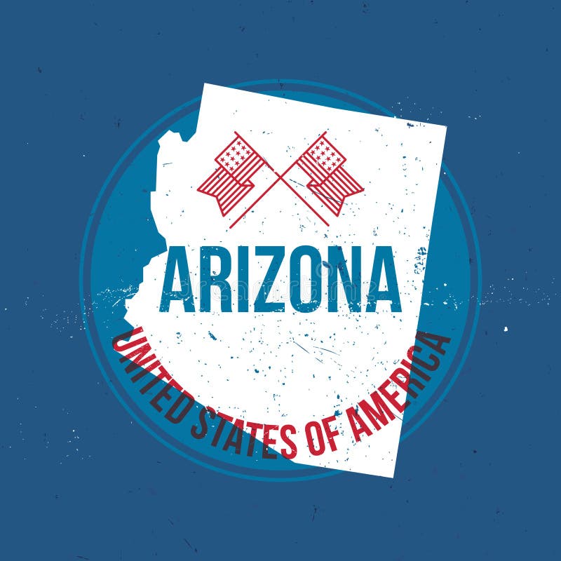 Map of Arizona State Label. Vector Illustration Decorative Design Stock ...