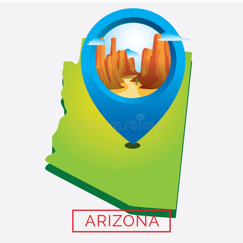 Map of Arizona State. Vector Illustration Decorative Design Stock ...