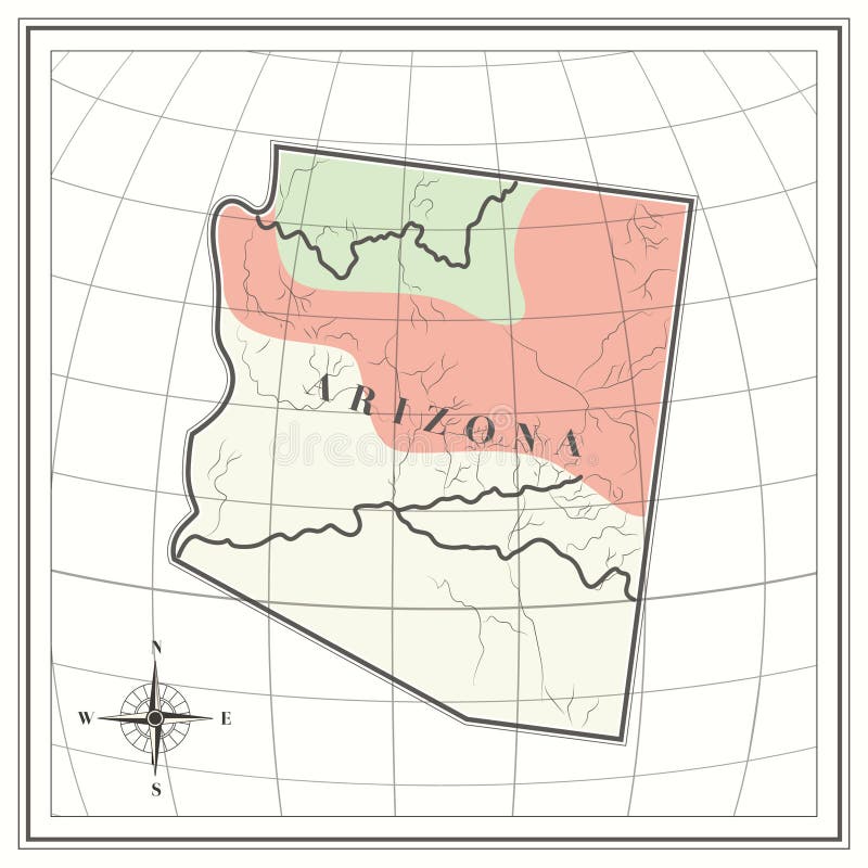 Map of Arizona State. Vector Illustration Decorative Design Stock ...