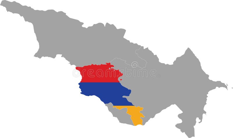 Map of Caucasus Countries with National Flag Stock Vector ...