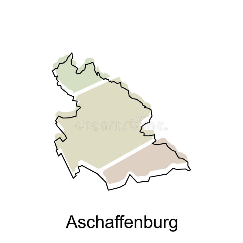 Map of Aschaffenburg Vector Design Template, National Borders and ...
