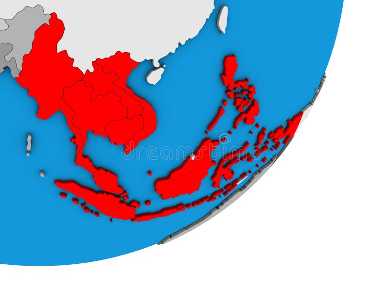 ASEAN on Globe Map with Asia Stock Illustration - Illustration of coat ...