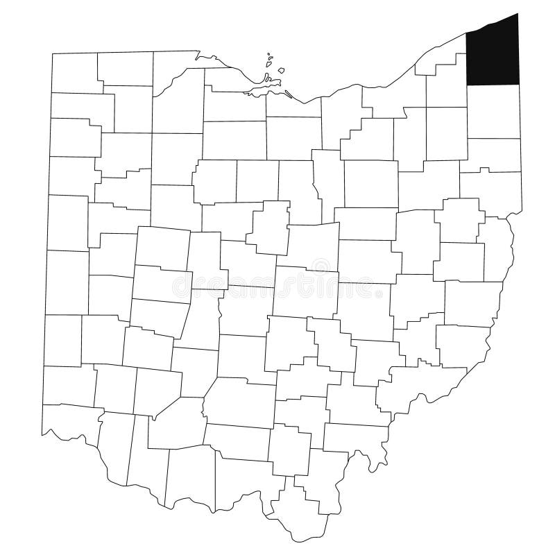 Map of Ashtabula County in Ohio State on White Background. Single ...
