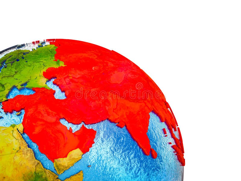 Map of Asia on 3D Earth stock illustration. Illustration of country ...