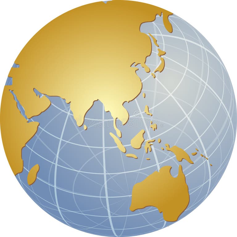 Map of Asia on globe stock vector. Illustration of blue - 6185693