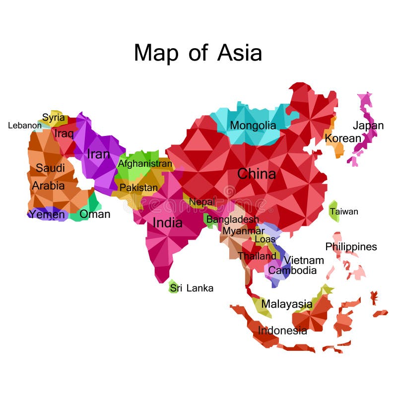 Map of Asia,low polygon stock vector. Illustration of global - 69454149