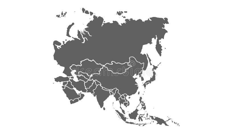 Map of Asia, Minimalist Style Ideal for Design & Educational Projects ...