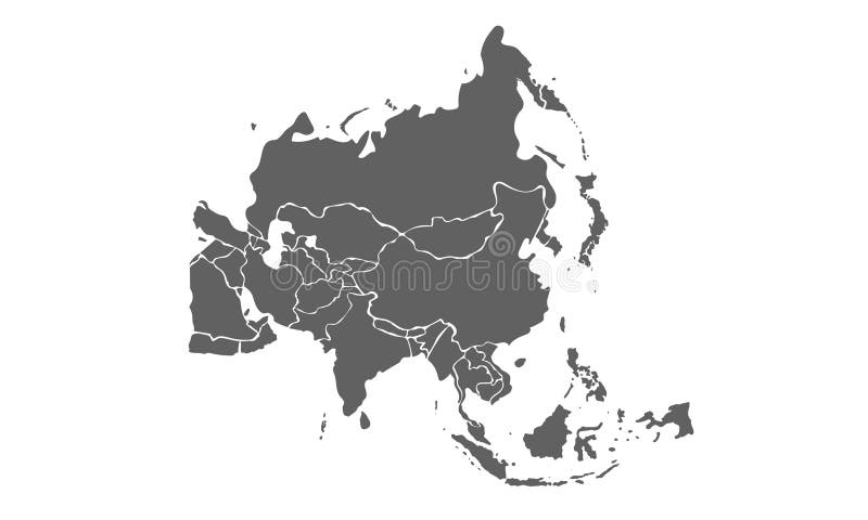 Map of Asia, Minimalist Style Ideal for Design & Educational Projects ...