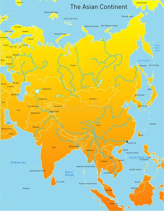 Map of asian continent stock illustration. Illustration of asian - 5937304