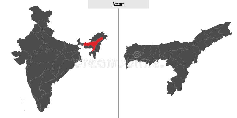 Assam map state of India stock vector. Illustration of boroughs - 275144359