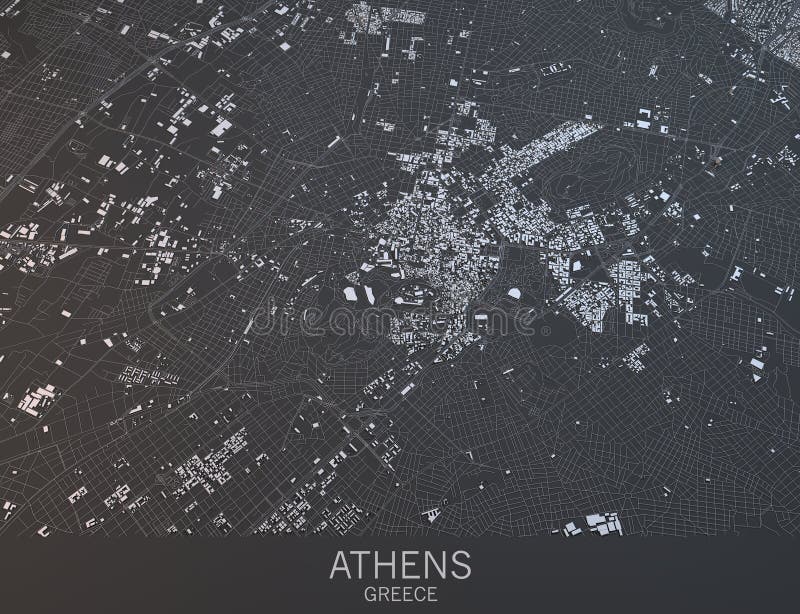 Map of Athens, Satellite View, City, Greece Stock Illustration ...