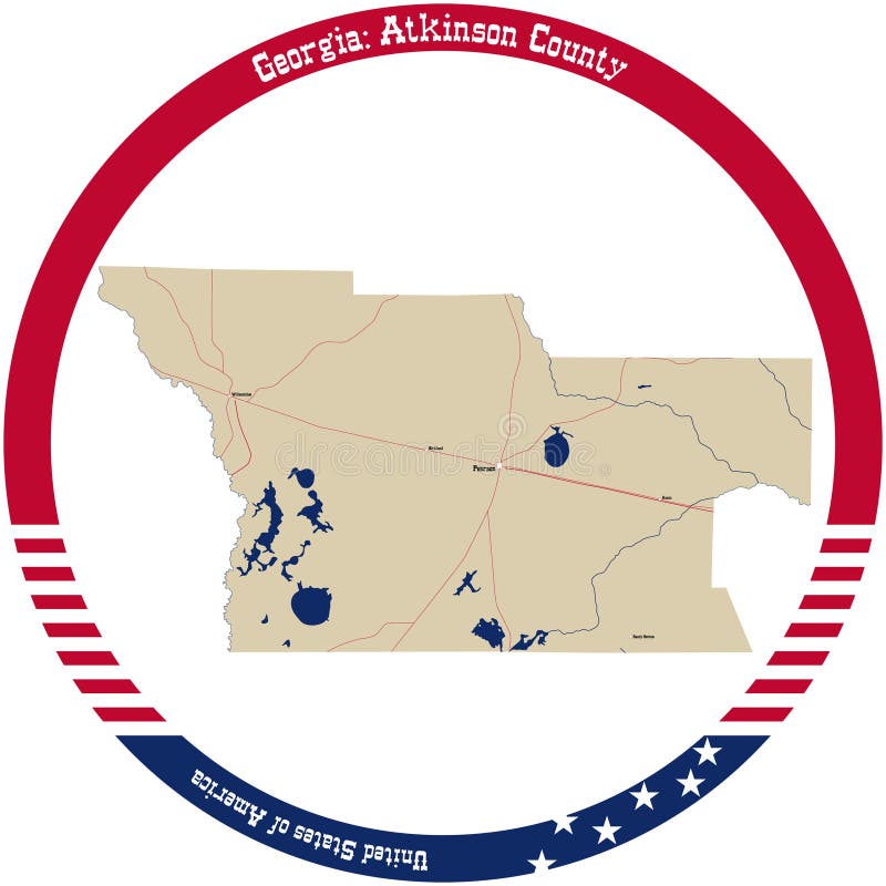 Map of Atkinson County in Georgia, USA Stock Vector - Illustration of ...