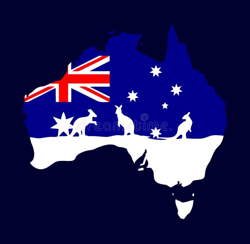 Map of australia in blue stock illustration. Illustration of country ...