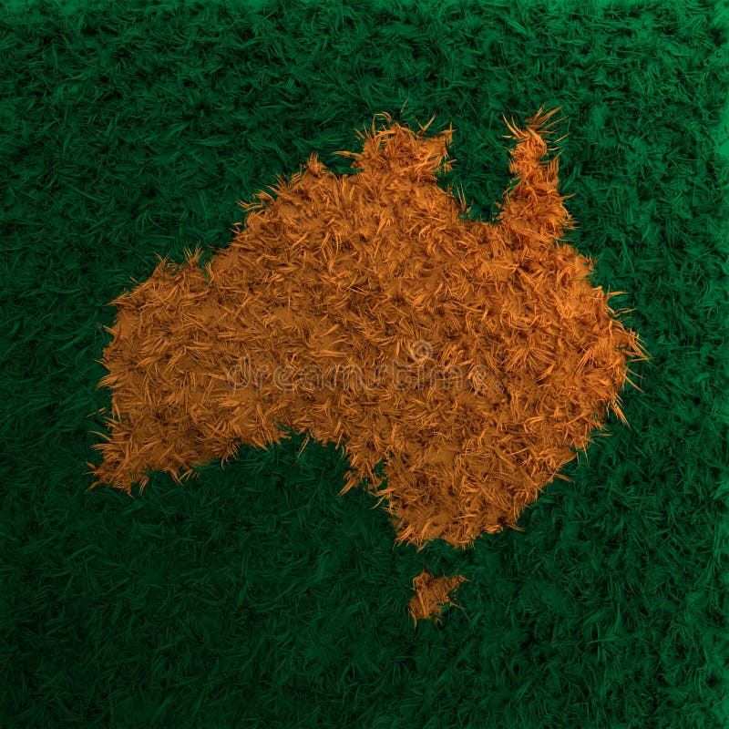 Map of Australia and 3d Green Grass Stock Illustration - Illustration ...
