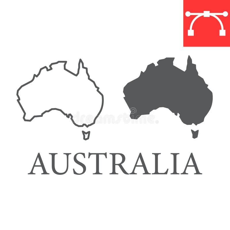Map of Australia Line Icon, Country and Geography, Australia Map Sign ...