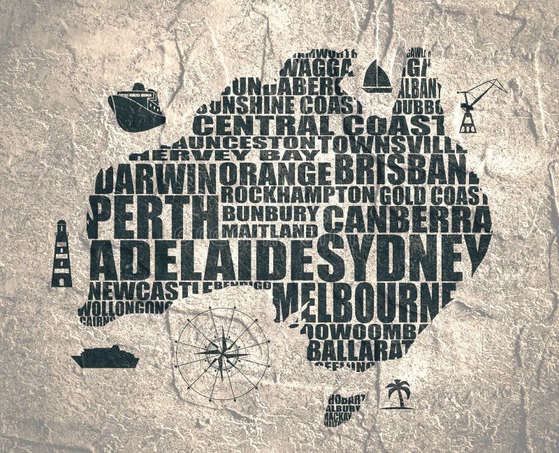 Map of Australia stock illustration. Illustration of constitution ...