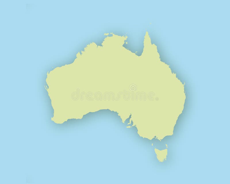Australia Map with Shadow on Blue Background. Australia Illustration ...