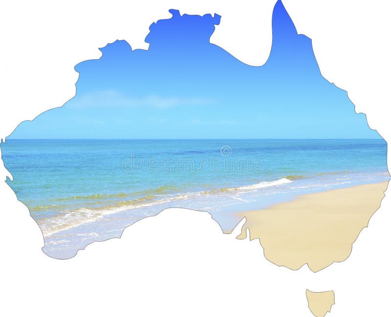 Map of Australia Showing Vast Wide Open Sandy Beach Stock Image - Image ...
