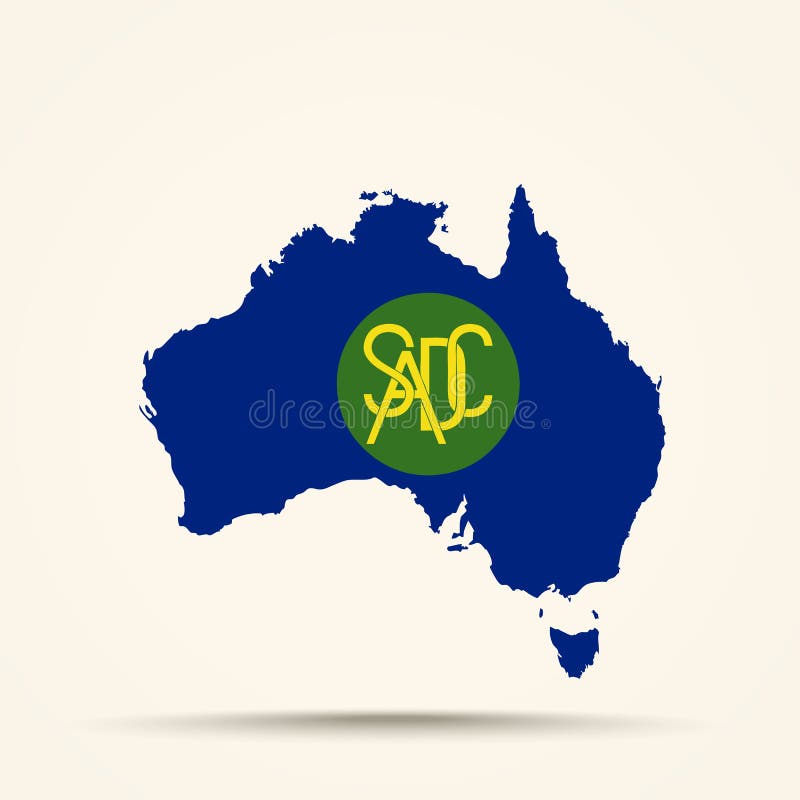 Map of Australia in Southern African Development Community Flag Stock ...