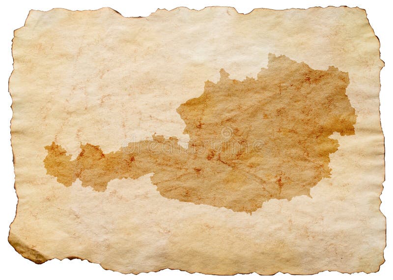 Map of Austria on Old Grunge Brown Paper Stock Photo - Image of retro ...